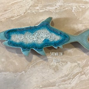 SHARK GEODE CRACKLE Coaster: Ceramic Drink Coaster, Shark Shaped ...