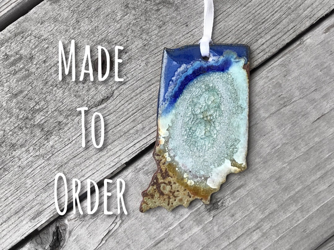 INDIANA GEODE CRACKLE Ornament: Custom Indiana Ornament, Decorative ...