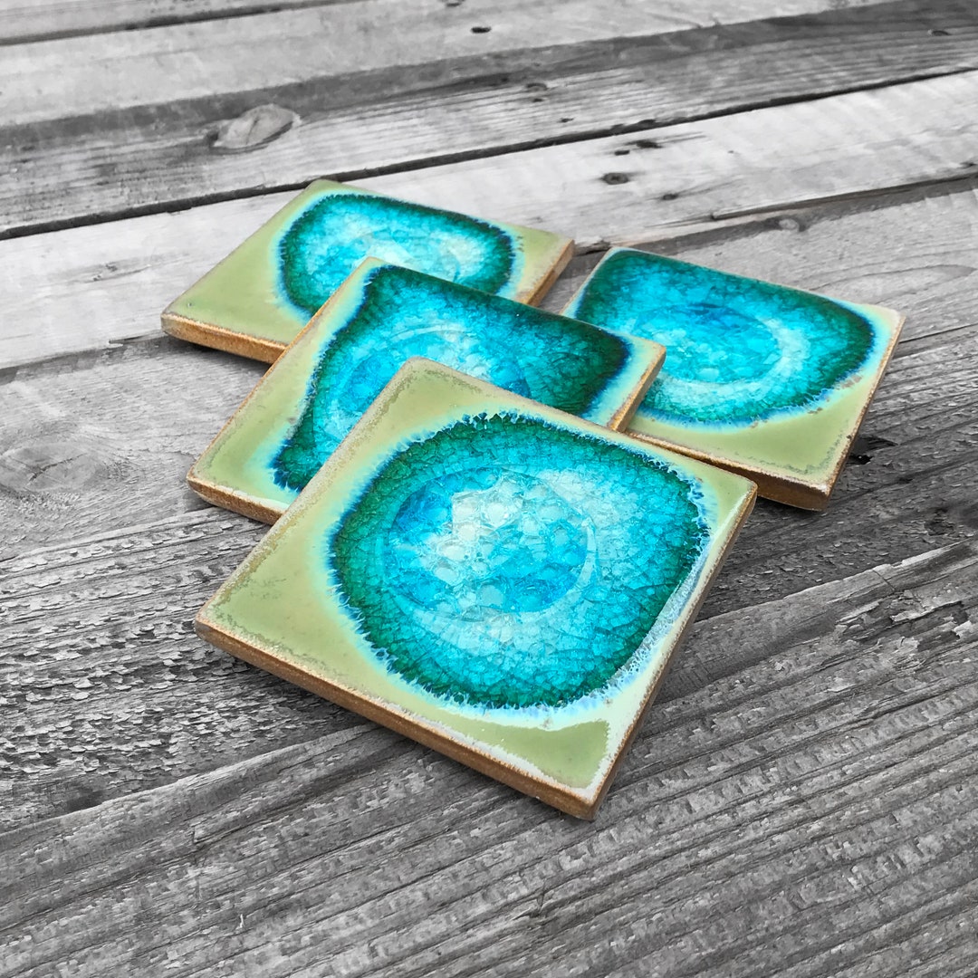Jade Geode Crackle Coaster: Geode Coaster Agate Coaster - Etsy