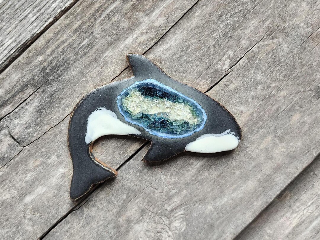 Orca Killer Whale Fridge Magnet Handmade Ceramic Geode - Etsy