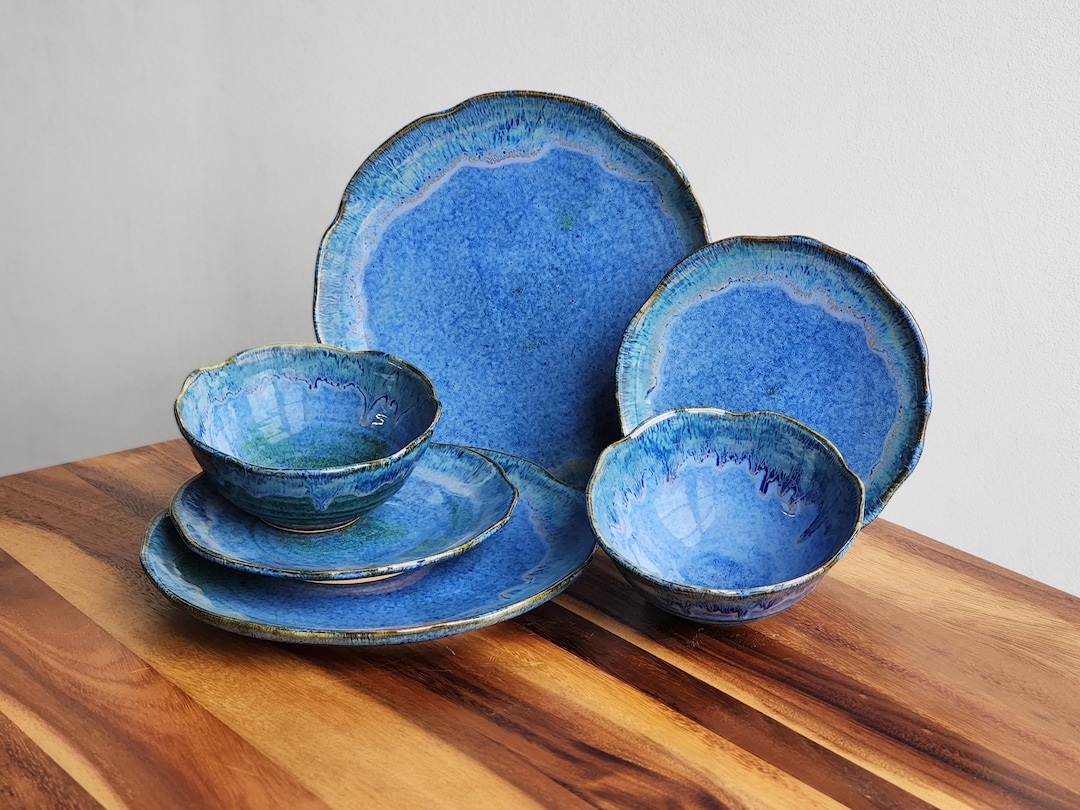 Build Your Own Dinnerware Set Dock 6 Pottery Handmade Ceramic Wavy Edge ...