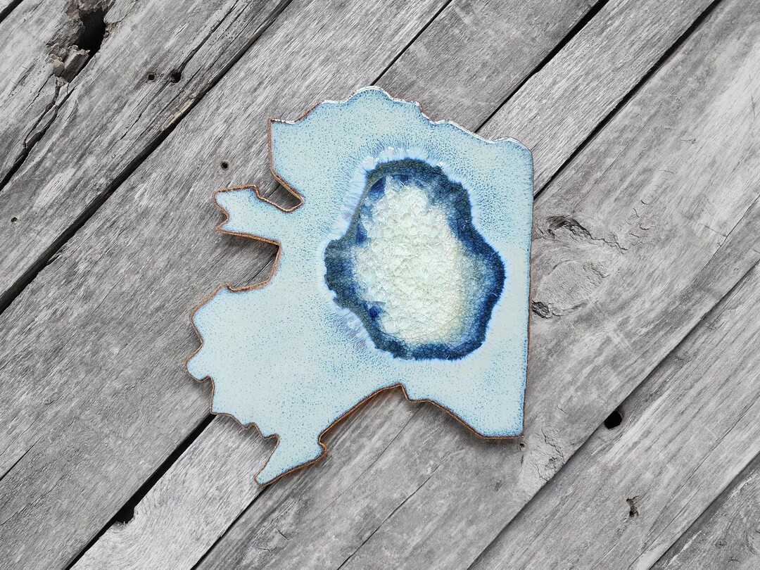 Alaska State Handmade Geode Glass Trivet - Etsy