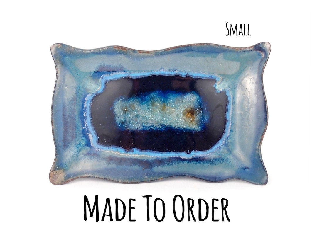 SMALL WAVY RECTANGLE Geode Tray Made to Order: Fused Glass, Ceramic ...