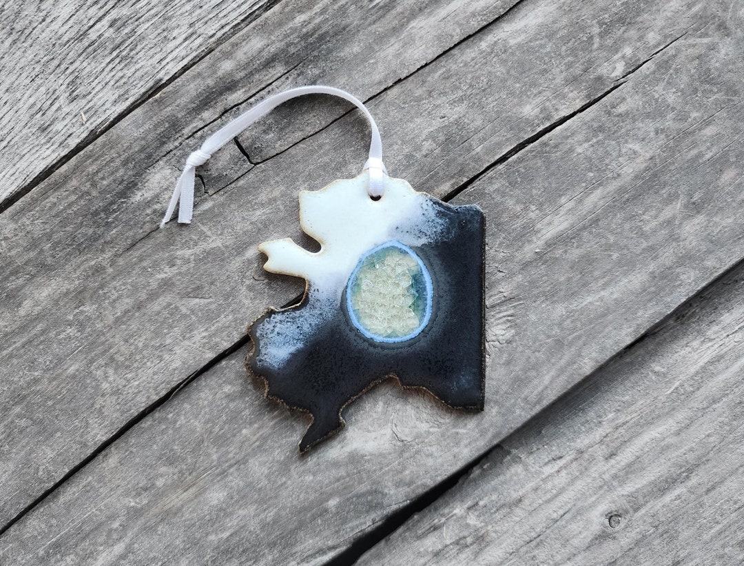 Alaska State Ornament Handmade Ceramic Geode - Etsy