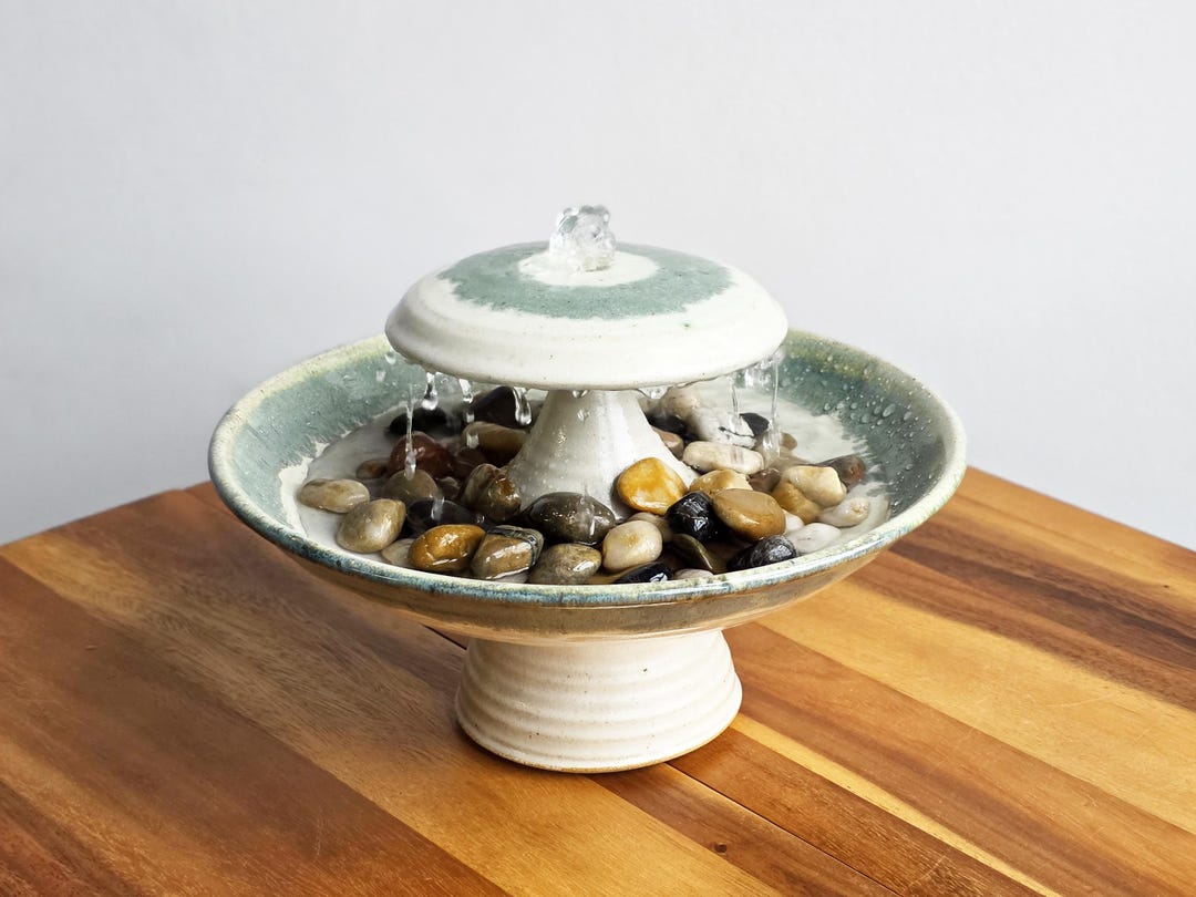 Ceramic Tabletop Fountain - Dock 6 Pottery - Medium Fountain With Rocks ...