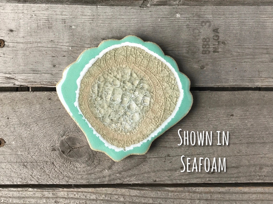 SEA SHELL GEODE Crackle Coaster: Ceramic Drink Coaster Sea - Etsy