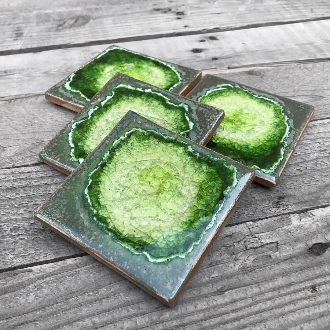 Jungle Ceramic Geode Coaster - Etsy