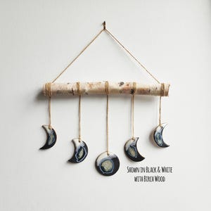 Moon Phase Ceramic Wall Hanging With Birch Wood - Etsy