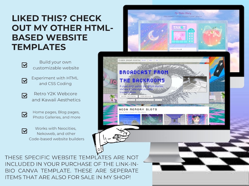 Retro Link in Bio Website Template | Cyber Webcore Y2K Canva Mobile ...