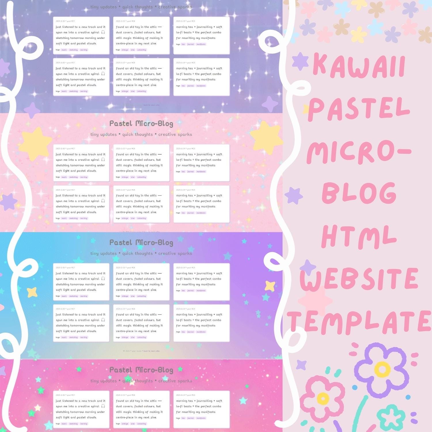 Kawaii Website Template HTML CSS Neocities Whimsical Y2k Retro Pixel ...