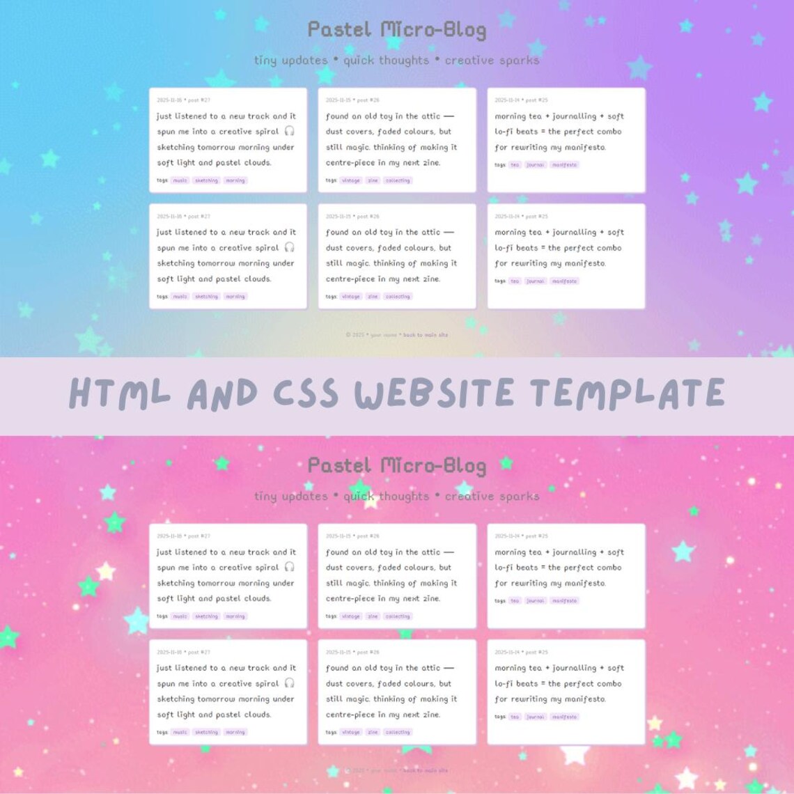 Kawaii Website Template HTML CSS Neocities Whimsical Y2k Retro Pixel ...