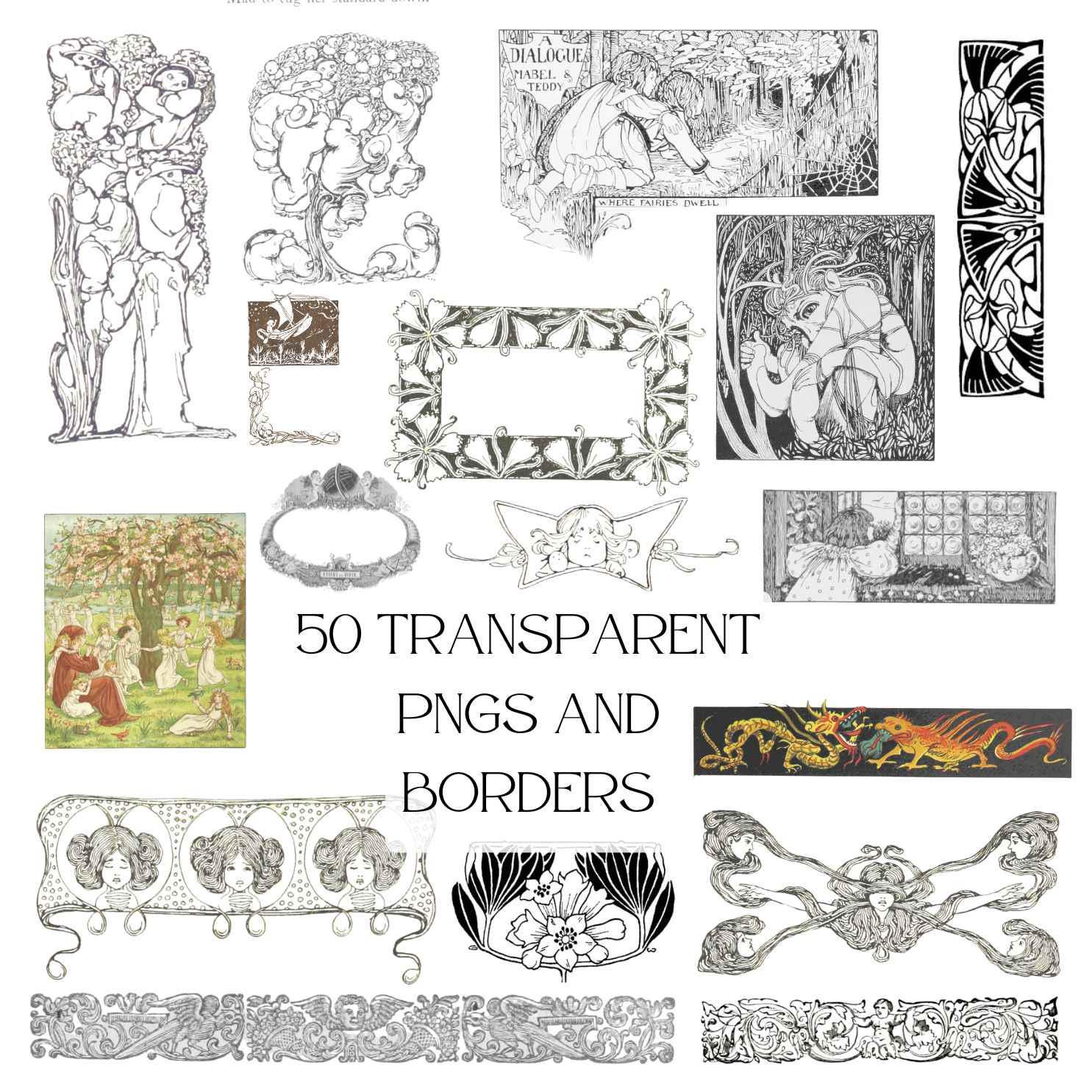 50 Vintage Transparent PNGS Borders Children Fairytale Storybook ...