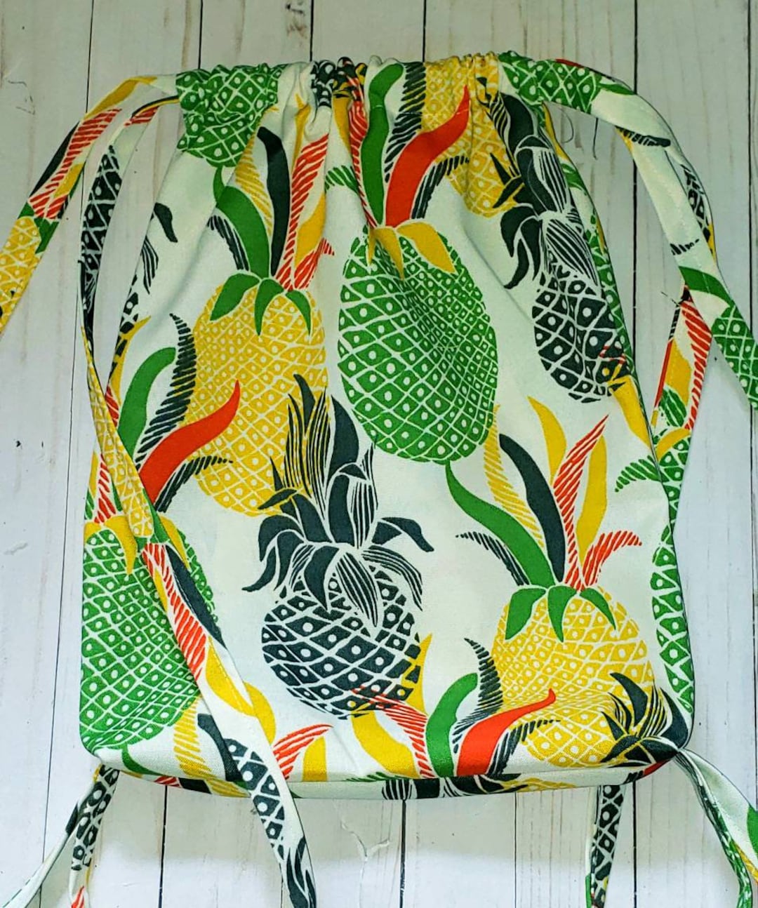 Pineapple Print Drawsting Backpack, Back to School, Athletic Bag, Dance ...
