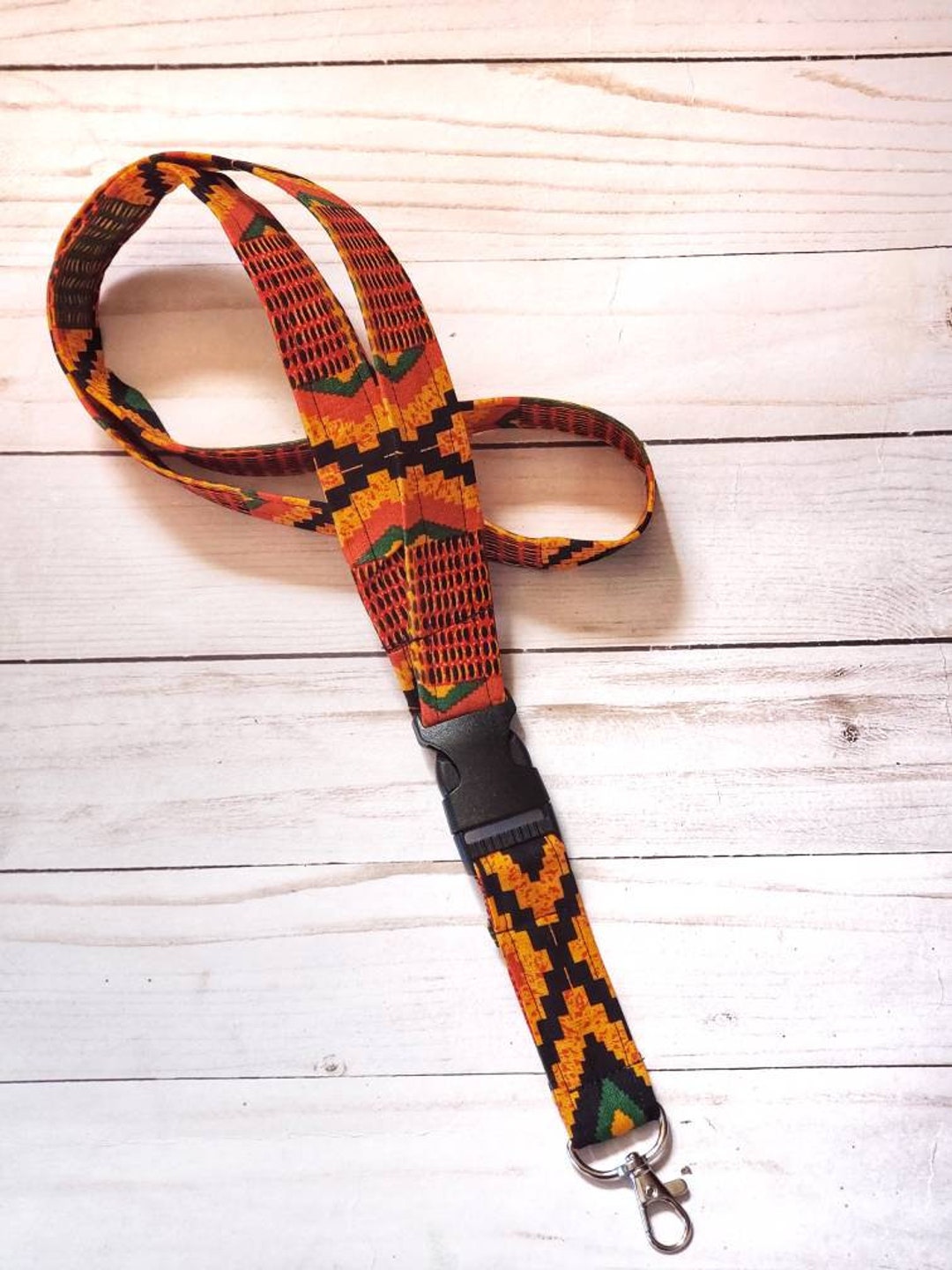 Quick Release Fabric Lanyard, African Print Lanyard, Cheetah Print ...