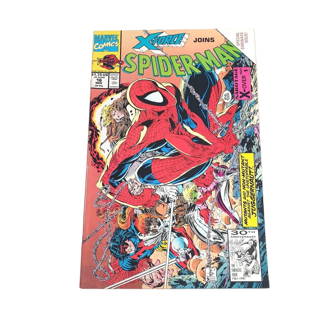 Spiderman X Force Comic Book Sideways Issue 16 Collector Nov 1991 ...