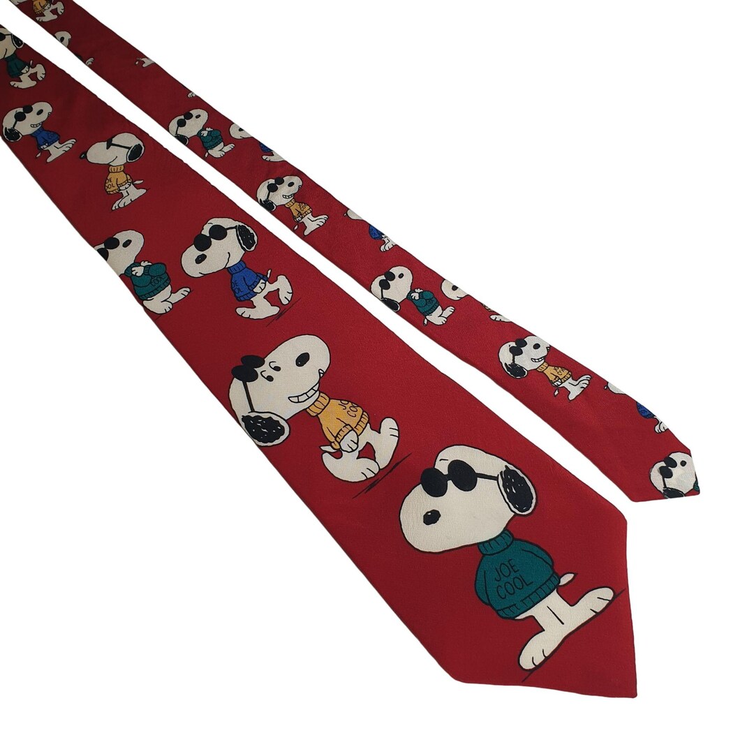 Vintage Peanuts Snoopy Joe Cool Red Necktie Cartoon Dad Gift Charlie ...