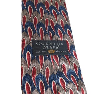 Countess Mara Vintage All Silk Tie With Red Blue Office Dad Gift - Etsy