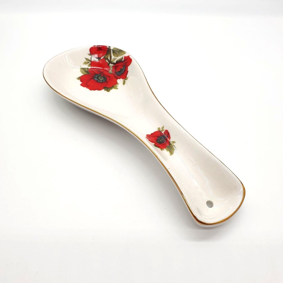Poppy Pettertree Gracie China Spoon Rest Collection Red Floral Stove ...