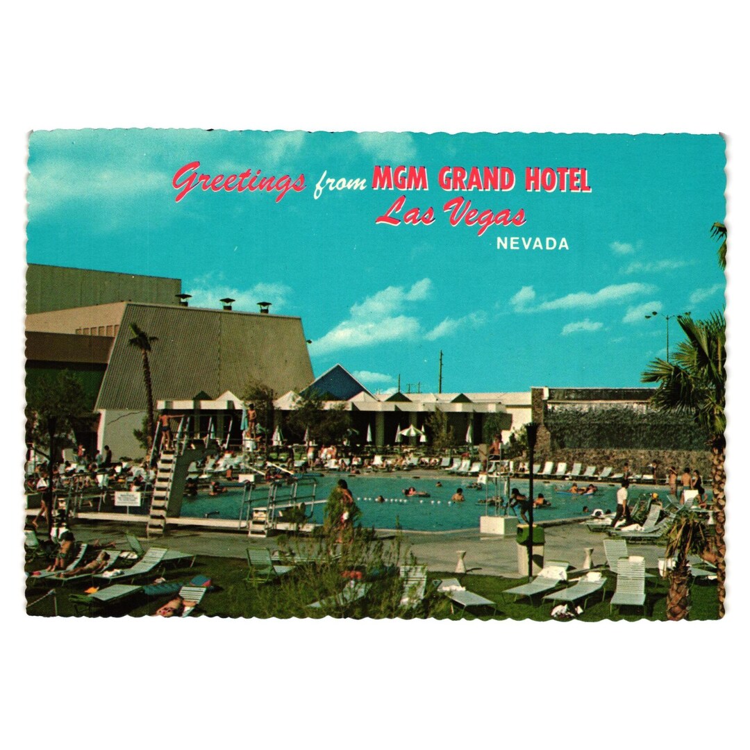 Vintage Postcard MGM Grand Hotel Swimming Pool Las Vegas Nevada FS 1446 ...