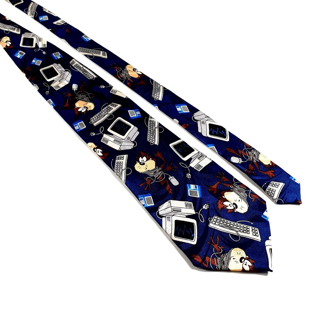 Looney Tunes Mens Necktie 1993 Taz Computer IT Geek Accessory Office ...