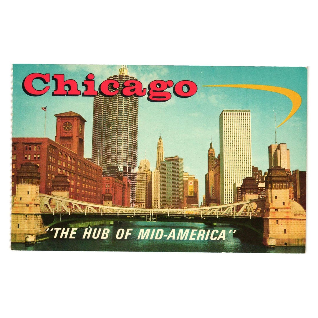 Vintage Chicago Postcard Hub Mid America Skyline Marina City Chicago ...