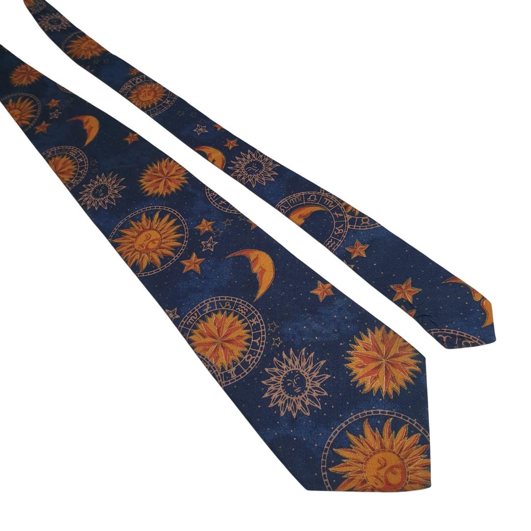 Beans Mcgee Celestial Cotton Necktie Sun Moon Designer Fortune Teller ...
