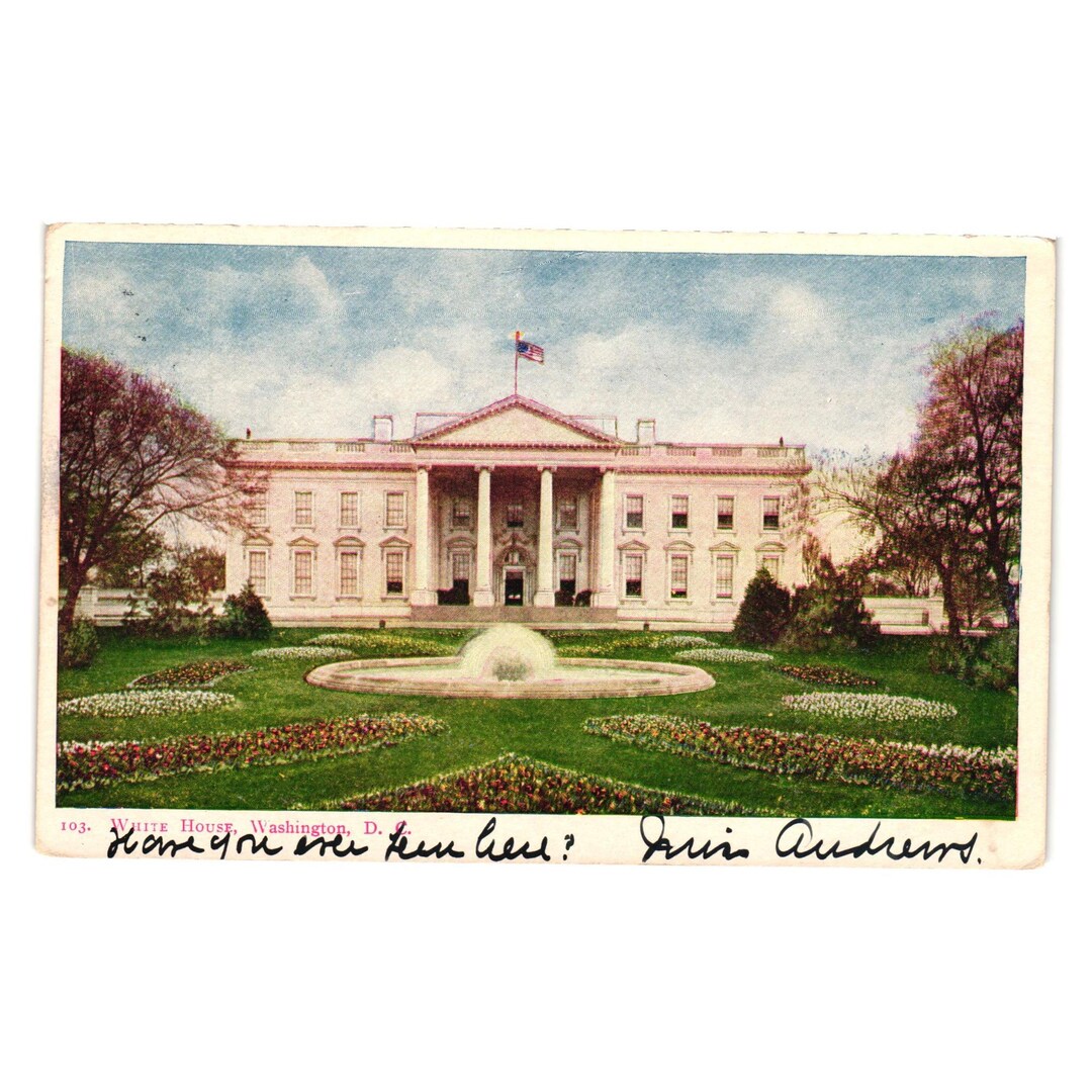 Vintage White House Postcard 1906 Washington DC Rose Garden Writing ...