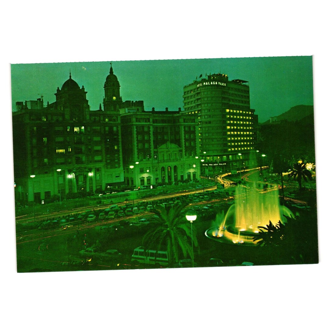 Vintage Postcard Plaza Queipo De Llano Hotel Malaga Palacio Costa Del ...