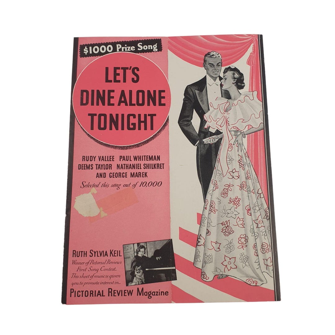 Lets Dine Alone Tonight 1936 Vintage Sheet Music Piano Voice Easy ...