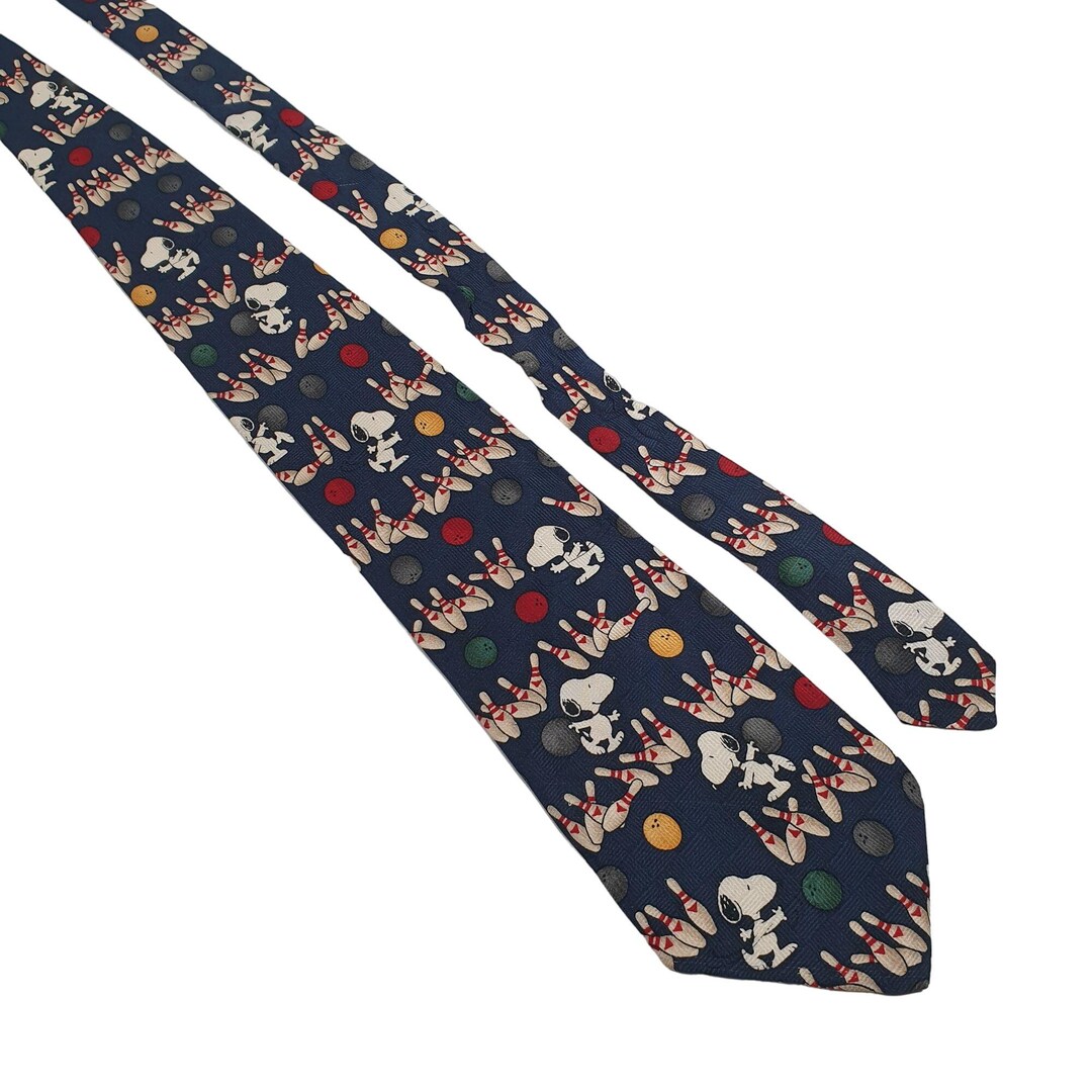 Peanuts Snoopy Bowling Men Necktie Tie Designer Strike Vintage Sport ...