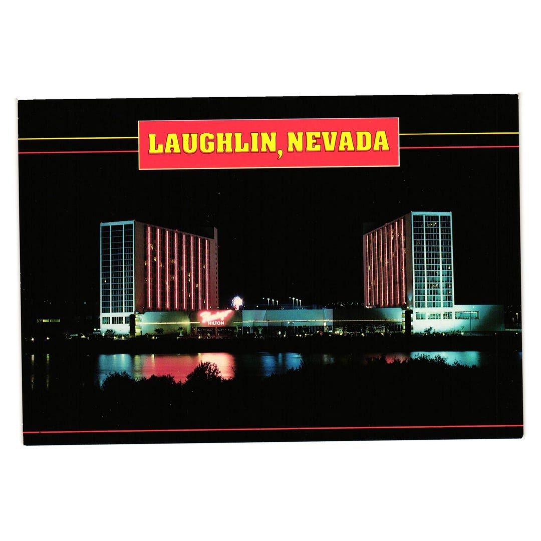 Vintage Postcard Flamingo Hilton Laughlin Nevada Hotel Casino Night ...