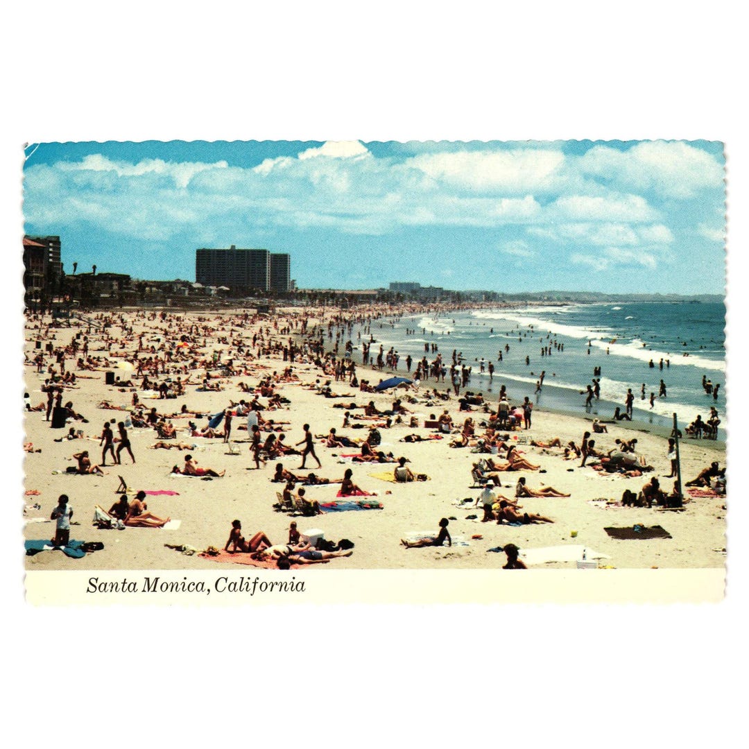 Vintage Santa Monica California Beach Postcard Vacation People ...