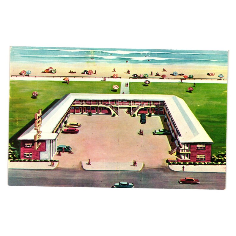Vintage Colonial Inn Motel Postcard Virginia Beach VA Oceanfront Scene ...
