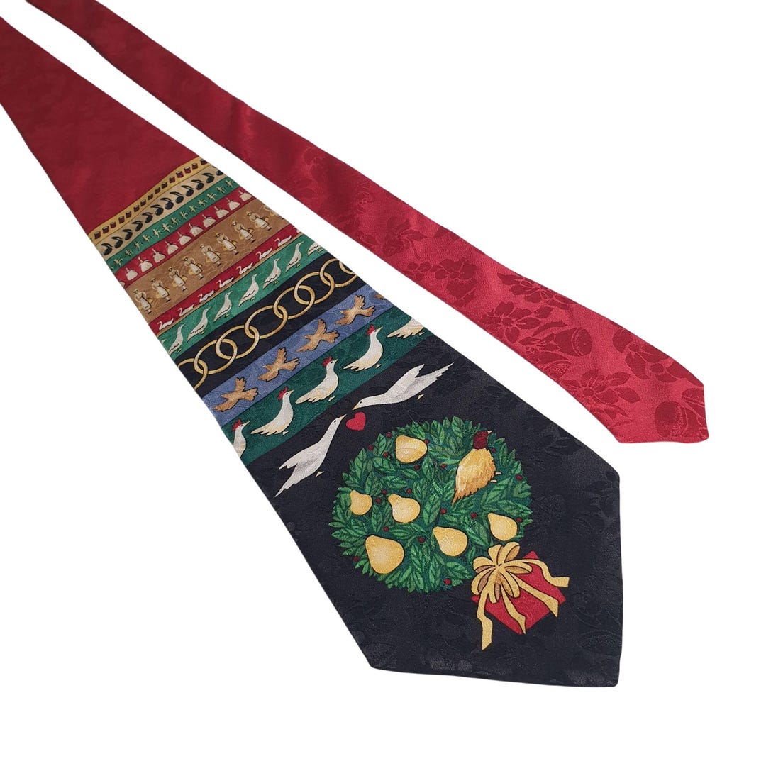 Vintage Wembley 12 Days of Christmas Novelty Silk Necktie Festive ...