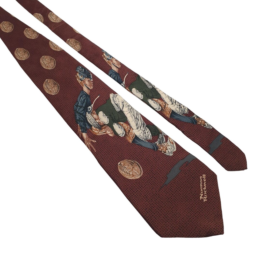 Norman Rockwell Mens Necktie Designer Novelty Football Saturday Evening ...