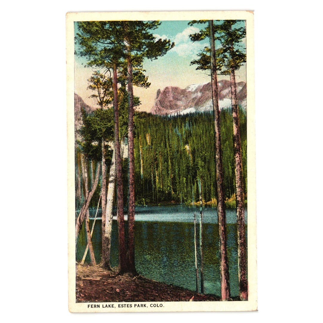Vintage Fern Lake Estes Park Colorado Postkarte John B Baird Kunstdruck ...