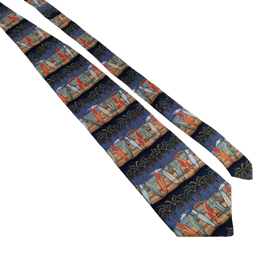 Tango Tropicals Mens Necktie Tie Surfboard Palm Tree Designer Work ...