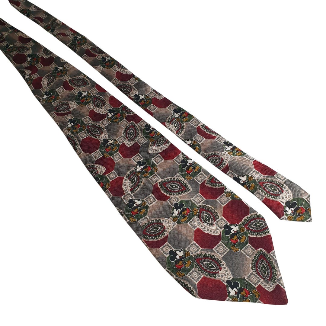Vintage Mickey Co Disney Atlas Design Silk Tie Gothenburg Sweden Mouse ...