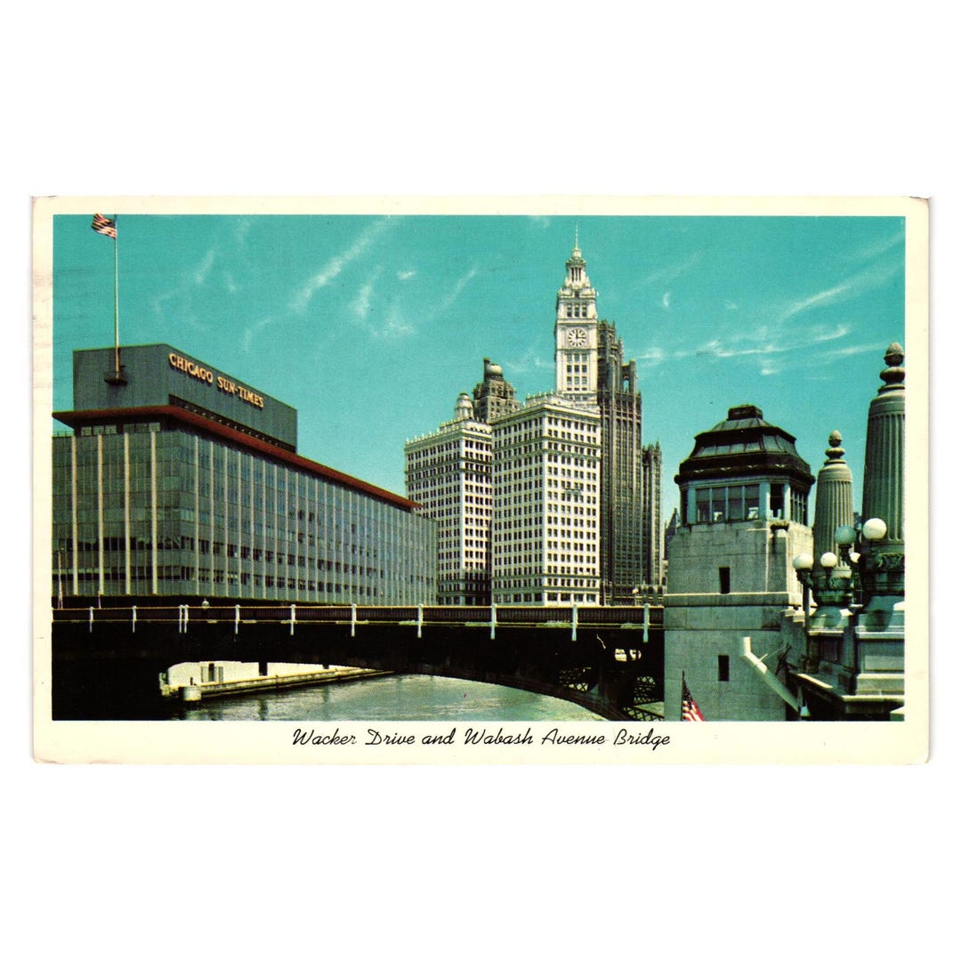 Vintage Chicago Postcard Wacker Drive Wabash Avenue Bridge Unused 1960s ...