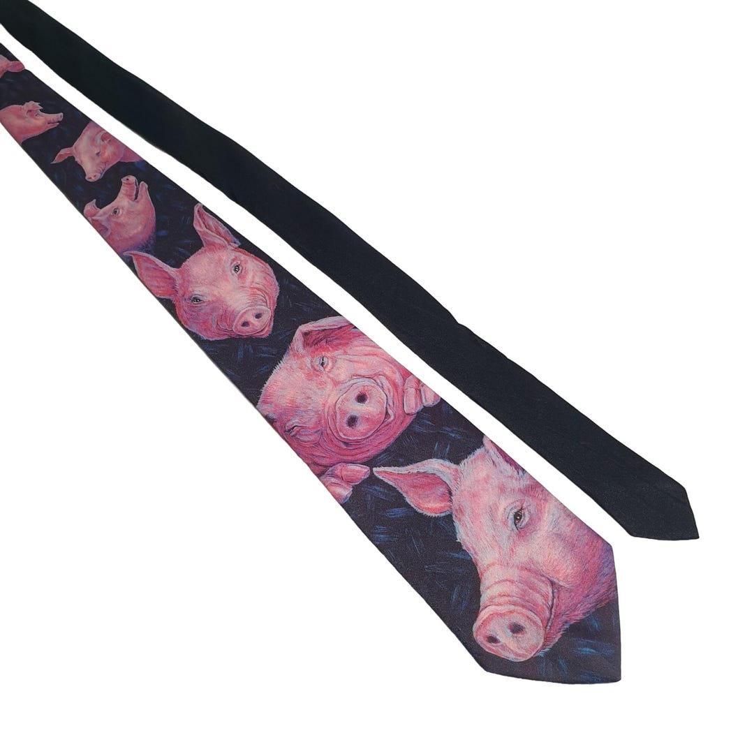 Ralph Marlin Pig Tie by Blaine Heilman Swine Farmer Artist Novelty Slim ...