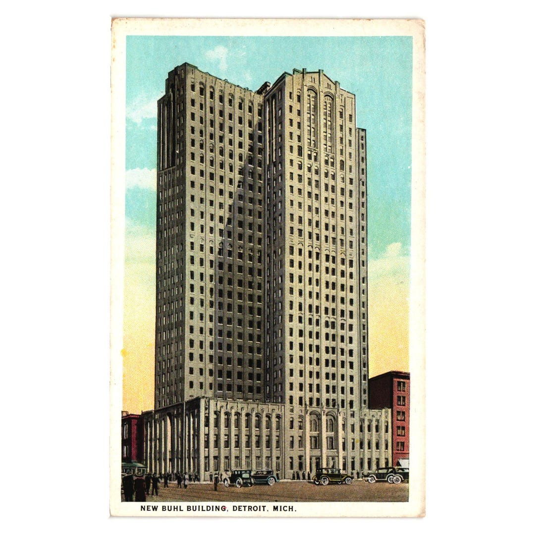 Vintage Postcard New Buhl Building Detroit Historic Landmark ...