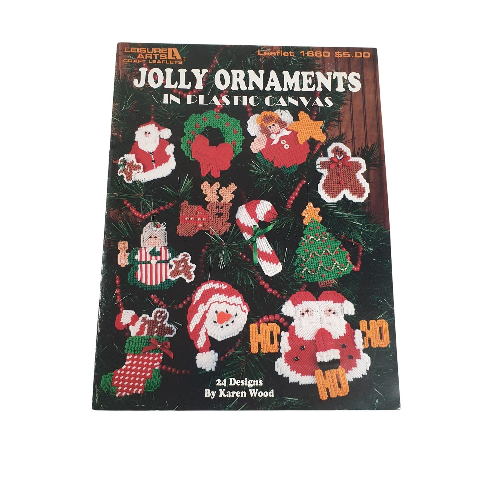 Leisure Arts Craft Leaflets Jolly Ornaments in Plastic Canvas Yarn ...