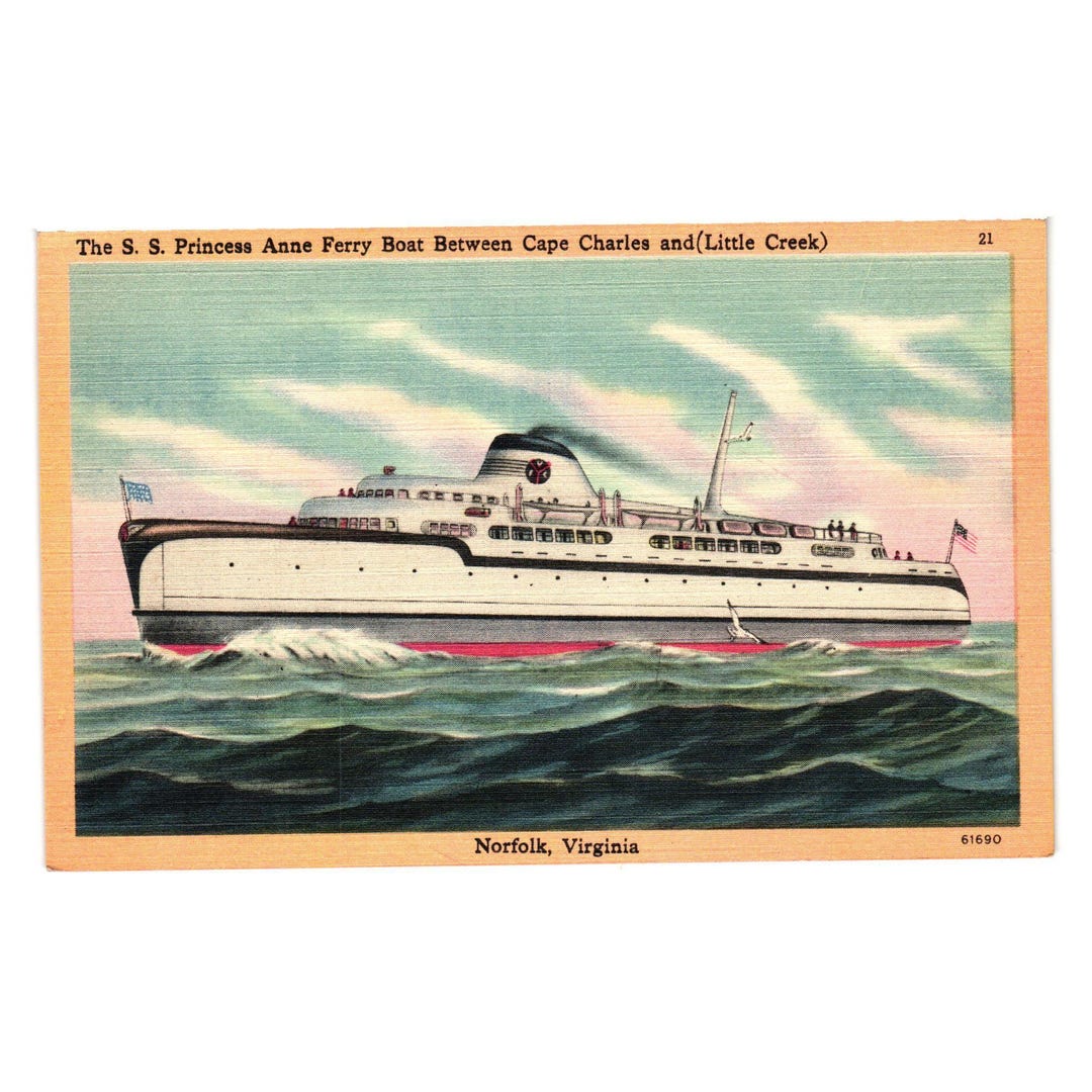 Vintage Postcard SS Princess Anne Virginia Ferry Corporation 1936 Cape ...