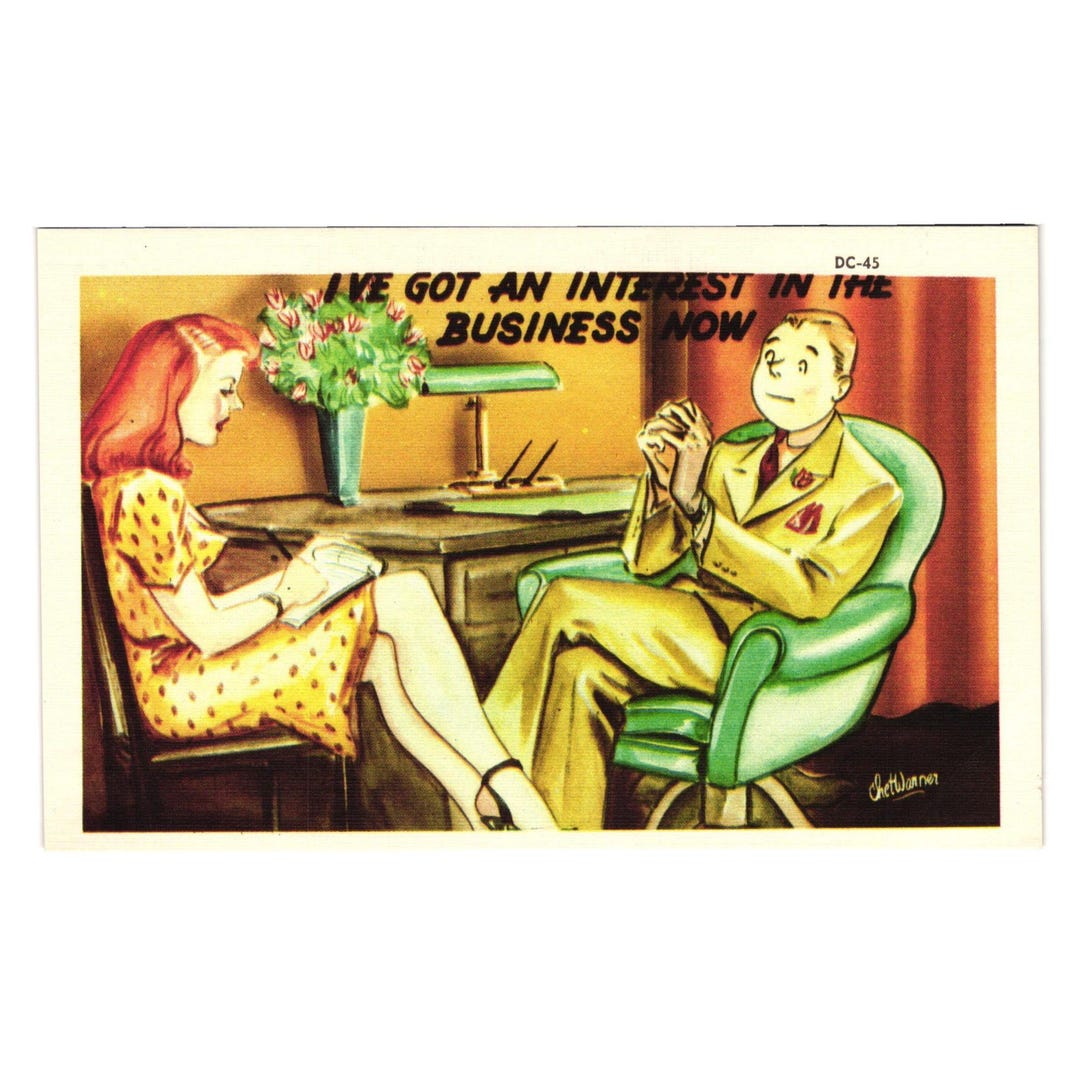 Vintage Postcard Comic Secretary Business Man Boss Chet Warner Art - Etsy