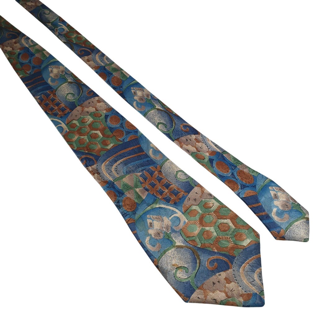 Vintage Collezione Michelangelo Italian Designer Silk Men Necktie ...