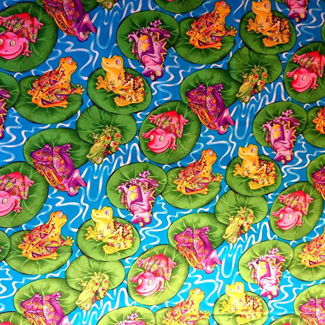 Frog Prince Fabric by the Yard Fabri Quilt Crafting Quilting Design ...