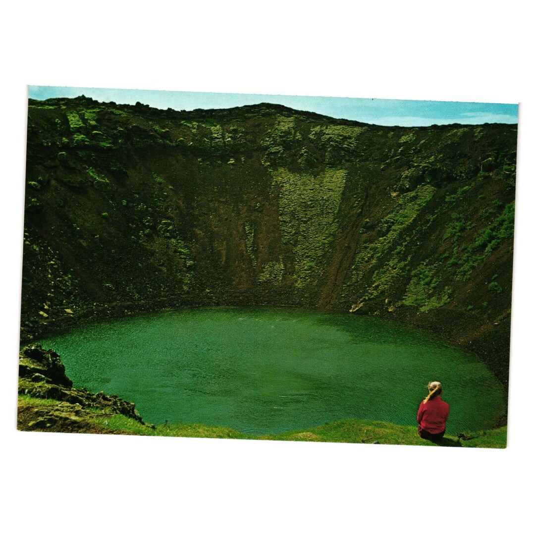 Kerid Grimnes Volcano Crater Iceland Postcard Vintage Souvenir Tourism ...