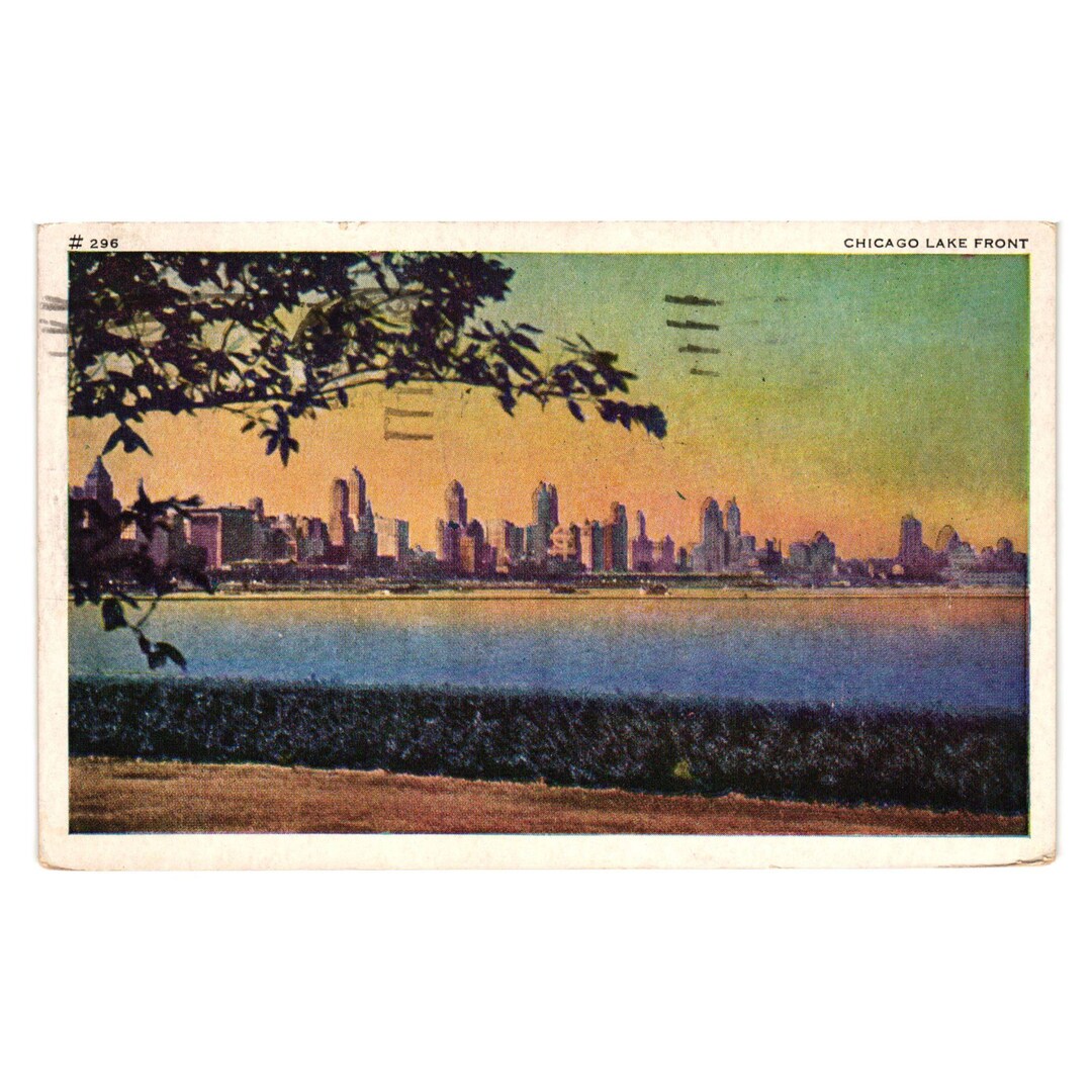 Vintage Chicago Lake Front Postcard 1945 Skyline Adler Planetarium ...