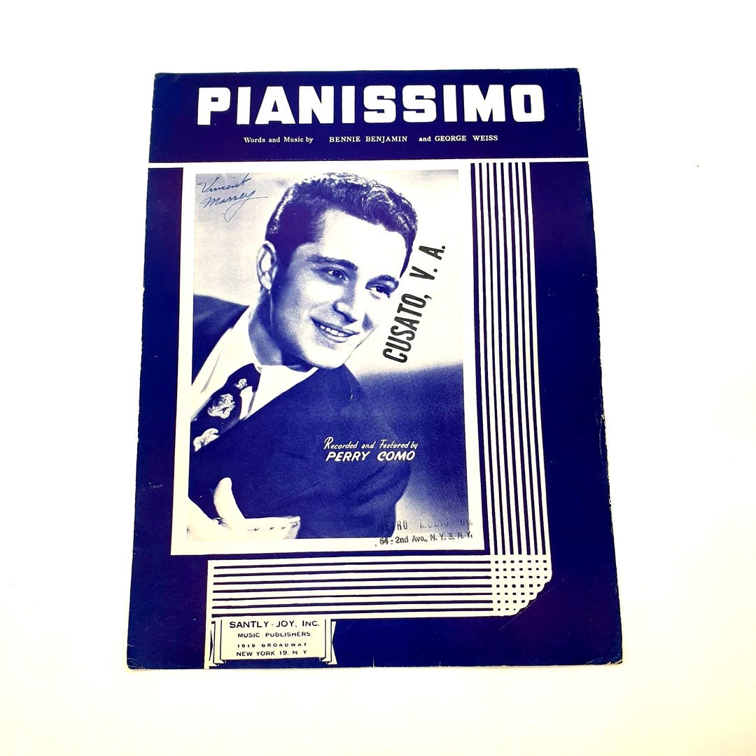 Vintage Sheet Music 1947 Pianissimo Vocal Piano Benjamin Weiss Santly ...
