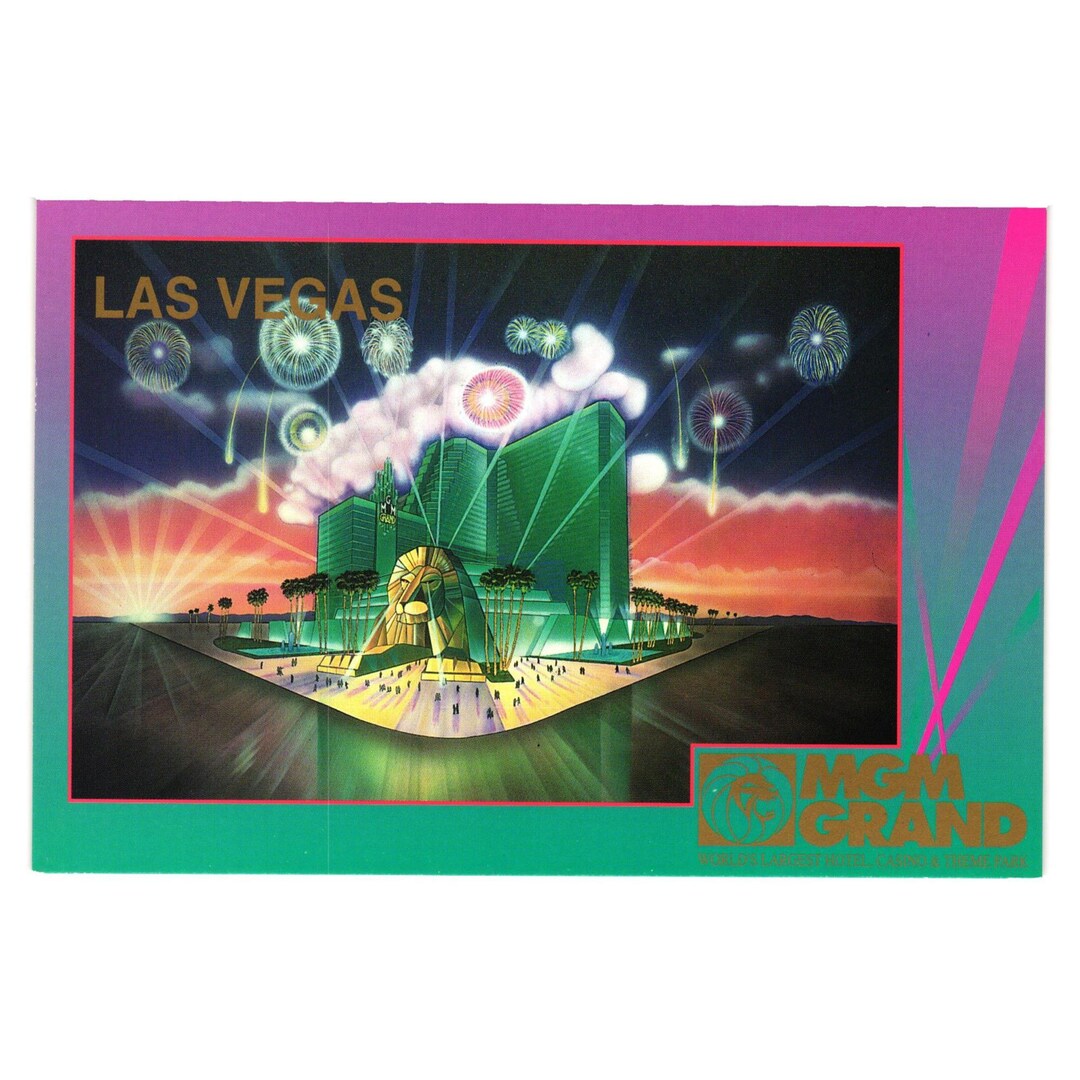 MGM Grand Artwork Print Advertising Vintage Postcard Hotel Casino Theme ...